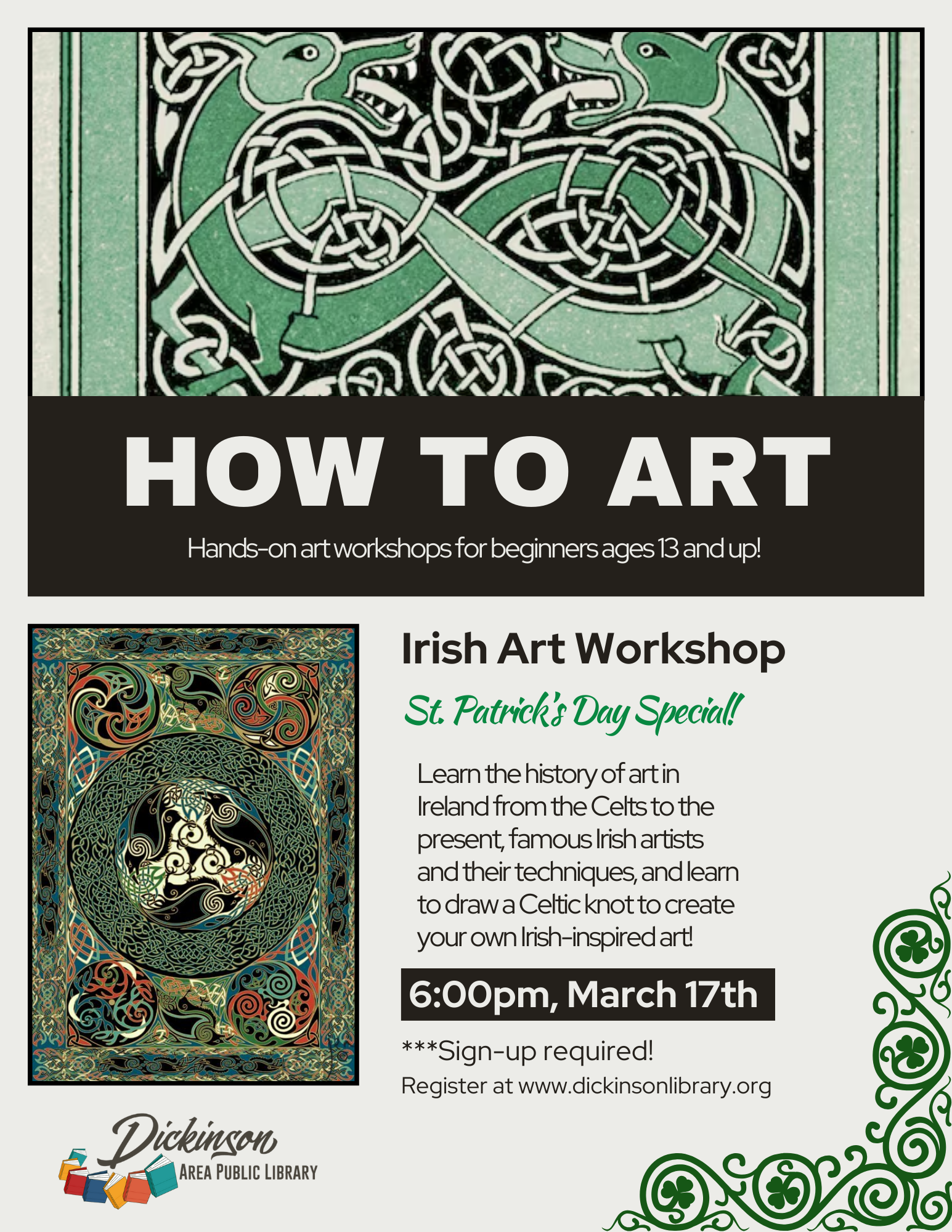 How to Art: Irish Art Workshop | Dickinson ND